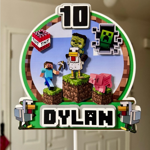 no brand | Party Supplies | Minecraft Chicken Jockey Themed Cake Topper ...